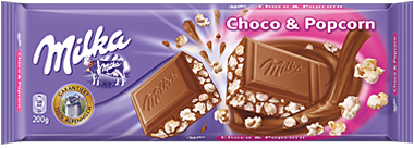 Milka Choco and Popcorn Chocolate